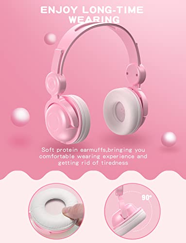 Kids Headphones, Wired On-Ear Child Headset with Mic, HD Sound Sharing Function and 85dB Volume Limited Hearing Protection for Phone Tablet PC