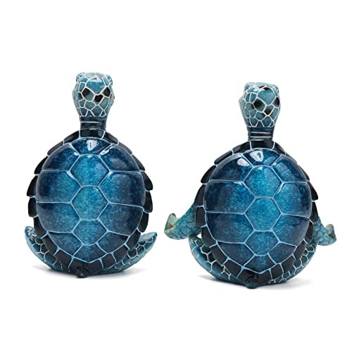 Hodao Set of 2 Sea Turtle Yoga Figurines Decorations Summer Meditating Sea Turtle Decor Spring Garden Turtle Crafts Sea Turtle for Home Office Decorations