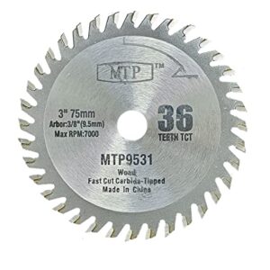 MTP Approx 3" (75mm) Wood Plastic TCT (3/8" 9.5mm Arbor) Cutting Blade for Ryobi Milwaukee Dewalt Cut Off Saw (1)