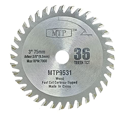 MTP Approx 3" (75mm) Wood Plastic TCT (3/8" 9.5mm Arbor) Cutting Blade for Ryobi Milwaukee Dewalt Cut Off Saw (1)