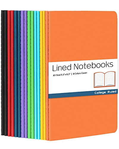 Gwybkq A5 Lined Notebooks Bulk Journals for Kids Writing 16 Packs(5.5x8.3) College Ruled,Colored Notebooks for College Students Teen School Office Supplies Note Taking