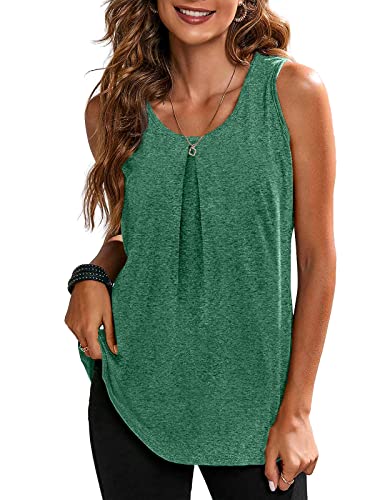 OU MgCE FAST FASHION Womens Activewear Tops Ladies Sleeveless Round Neck Loose Fit Racerback Workout Tank Tops Loose Fit Yoga Clothes Green L