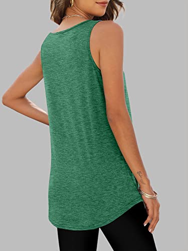 OU MgCE FAST FASHION Womens Activewear Tops Ladies Sleeveless Round Neck Loose Fit Racerback Workout Tank Tops Loose Fit Yoga Clothes Green L