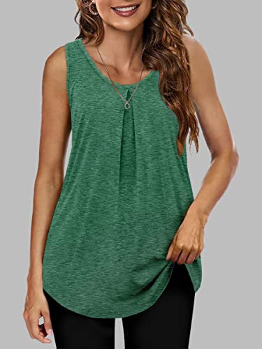 OU MgCE FAST FASHION Womens Activewear Tops Ladies Sleeveless Round Neck Loose Fit Racerback Workout Tank Tops Loose Fit Yoga Clothes Green L