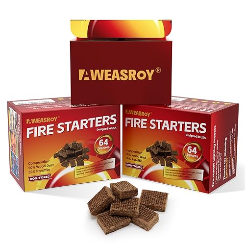 Fire Starter Squares 192 - Fire Starters for Fireplace,Chimney,BBQ Grill,Camping Fire,Wood Stove - Water Resistant and Safe Odourless - Camping Accessories