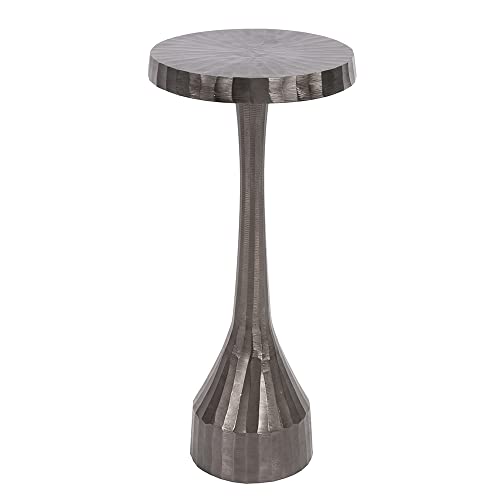 Howard Elliot Collection Round Martini Candlestick Side Drinks Resting Cocktails, Home Decor Pedestal End Table for Small Space & Living Room, Graphite (9"x9"x20")