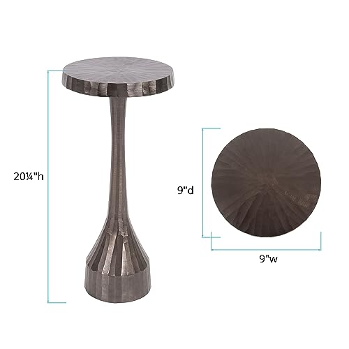 Howard Elliot Collection Round Martini Candlestick Side Drinks Resting Cocktails, Home Decor Pedestal End Table for Small Space & Living Room, Graphite (9"x9"x20")