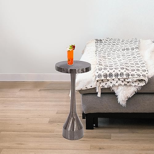 Howard Elliot Collection Round Martini Candlestick Side Drinks Resting Cocktails, Home Decor Pedestal End Table for Small Space & Living Room, Graphite (9"x9"x20")