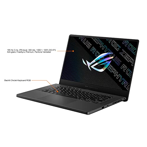 ASUS ROG Zephyrus G15 Gaming Laptop, 15.6" 165Hz QHD Screen, AMD Ryzen 9 5900HS, NVIDIA GeForce RTX 3060, 24GB RAM, 1TB PCIe SSD, RGB Backlit Keyboard, Fingerprint Reader, HDMI, Windows 11 Home, Gray