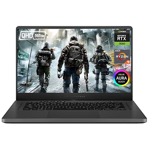 ASUS ROG Zephyrus G15 Gaming Laptop, 15.6" 165Hz QHD Screen, AMD Ryzen 9 5900HS, NVIDIA GeForce RTX 3060, 24GB RAM, 1TB PCIe SSD, RGB Backlit Keyboard, Fingerprint Reader, HDMI, Windows 11 Home, Gray