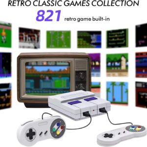 Super Retro Game Console Classic Mini HDMI System with Built in 821 Old School Video Games, Super Classic Edition System, Plug and Play