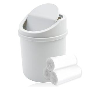 dotbengc mini desk trash can with 90 trash bags, small garbage can, countertop trash can, tiny waste basket for bathroom desktop bedroom kitchen office table