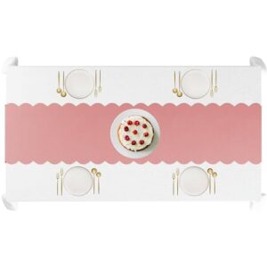 Swanoo Scallop Table Runner - Washable Polyester Fabric- Party Table Decoration- 2 Pack 14x104 inch - Coral