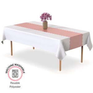 Swanoo Scallop Table Runner - Washable Polyester Fabric- Party Table Decoration- 2 Pack 14x104 inch - Coral