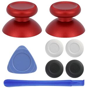 vrbrother 2pcs replacement rocker metal analog joystick thumbstick mushroom caps repair for meta oculus quest 2 (red)