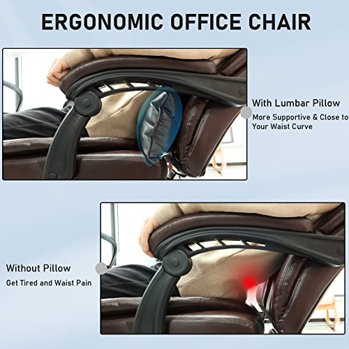 NOBLEMOOD Ergonomic Heated Massage Office Chair Tall and Big Computer Desk Chair Swivel Executive Chairs with Footrest and Lumbar Pillow (Brown)