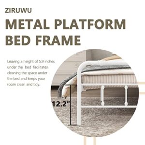 ZIRUWU Twin XL Metal Platform Bed Frame with Headboard Footboard Extra Strong Support No Box Spring Needed Noise Free Easy Assembly White