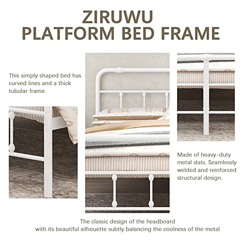 ZIRUWU Twin XL Metal Platform Bed Frame with Headboard Footboard Extra Strong Support No Box Spring Needed Noise Free Easy Assembly White