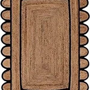 2x3, 2x4, 2x5, 2x6, 2.6x6 2.6x8 2.6x10 Ft. Hand Braided Natural Jute and Recycle Cotton Rug Patio Rug/Handmade Rug (4x6 Ft. Area Rug)