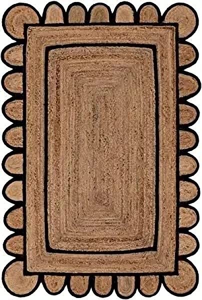 2x3, 2x4, 2x5, 2x6, 2.6x6 2.6x8 2.6x10 Ft. Hand Braided Natural Jute and Recycle Cotton Rug Patio Rug/Handmade Rug (4x6 Ft. Area Rug)