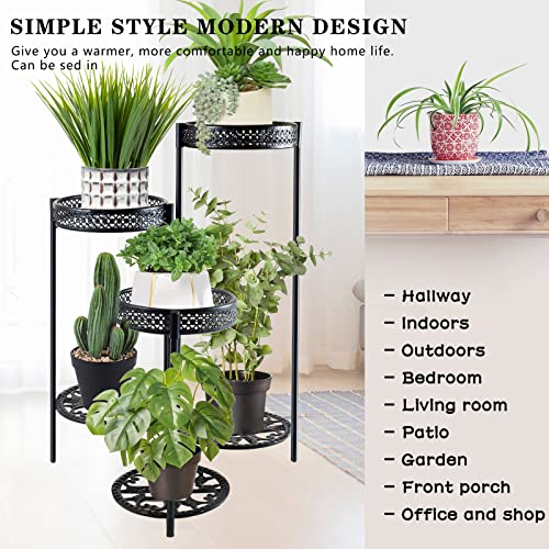 BNNMKL 6 Tier Plant Stand Indoor Outdoor, Tall Plant Shelf Multiple Flower Pot Holder, Metal Wrought Iron Planter Shelf Plant Display Rack for Garden Patio Lawn Balcony Black