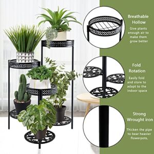 BNNMKL 6 Tier Plant Stand Indoor Outdoor, Tall Plant Shelf Multiple Flower Pot Holder, Metal Wrought Iron Planter Shelf Plant Display Rack for Garden Patio Lawn Balcony Black