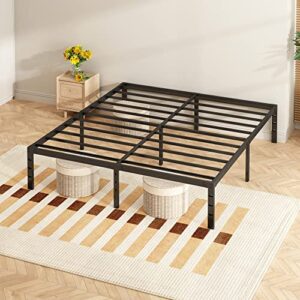 KUJIELAN Black Thickened and Reinforced Metal Bed Frame - Structurally Stable 14 Inch Steel Bar Supported Bed Frame,Easy to Assemble and Transport Bed Frame Under Bed Storage, King