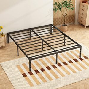 KUJIELAN Black Thickened and Reinforced Metal Bed Frame - Structurally Stable 14 Inch Steel Bar Supported Bed Frame,Easy to Assemble and Transport Bed Frame Under Bed Storage, King