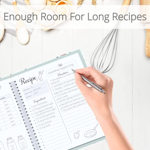 Blank Recipe Book To Write In Your Own Recipes - Family Recipe Journal to Create Your Own Cookbook - 100 Page Empty Spiral Recipe Notebook - Hardcover & Thick Paper - DIY Cooking Book & Recipe Keeper