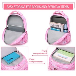 Sunborls Kawaii Backpack Cute Butterfly Exterior Teen Girls School Bookbag with Lunch Pail Pencil Case 3pcs（Pink）