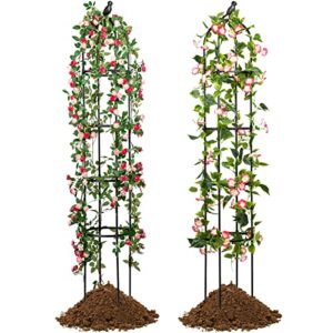 ironfun plant trellis for climbing plants support outdoor/indoor 2-pack, garden trellis for potted plants, obelisk trellis tomato/rose, plant vine support, iron pipe wrapped with plastic