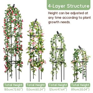 IronFun Plant Trellis for Climbing Plants Support Outdoor/Indoor 2-Pack, Garden Trellis for Potted Plants, Obelisk Trellis Tomato/Rose, Plant Vine Support, Iron Pipe Wrapped with Plastic