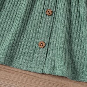 PATPAT Baby Girls Sleeveless Dress Infant Crewneck Solid Rib Knit Tank Skirt Dress Headband 3-6 Months Green-a