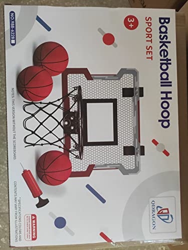 QDRAGON Mini Basketball Hoop with Scoreboard, Over The Door Basketball Hoop Indoor, with 3 Balls/Inflator/Breakaway Rim, Basketball Toy Gifts for Kids/Adults/Boys/Girls, Red