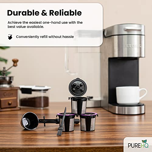 Reusable K Cups for K-Slim, Keurig Supreme, K-Supreme Plus with Coffee Scoop Funnel by PureHQ - Refillable Kcup for Keurig Supreme Coffee Maker - MultiStream Coffee Pods Filter - 3 Pack