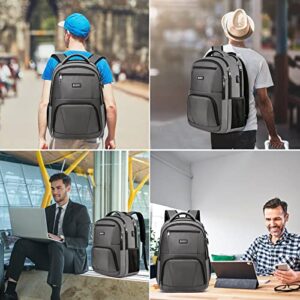 RJEU Backpack for Men and Women, School Backpack for College Students, Teens, with 15.6 inch Laptop Sleeve, Travel Laptops Backpack with USB Charging Port, Ergonomic Straps - Bookbag Grey