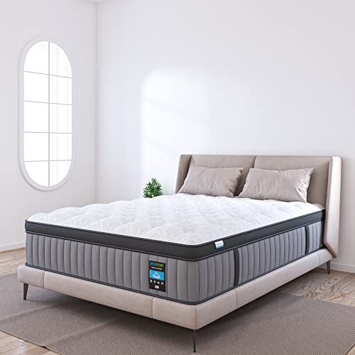 BedStory King Mattress Firm - 12 Inch Hybrid Mattress for Pain Relief, Supportive Memory Foam & Individually Wrapped Pocket Coils, Innerspring Bed in a Box, Made in USA, CertiPUR-US Certified