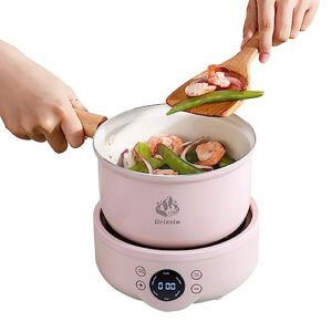 Drizzle Pink Electrical Cooker 1.8L - 6 in 1 Soup,Prridge,Noodle,Steamer,Hot Pot,Delay Start - Multifunctional Hot Pot Non-stick Portable Pan - Egg Rice Ramen Oatmeal Steak Pasta - Dorm Office Hotel Camping