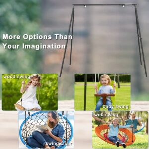 550lbs Swing Stand A Frame Heavy Duty, 71” Height Full Metal Swing Frame,Anti-Rust and All Weather Resistance,Suit Saucer Swing,Swing Chair for Kids in Backyard,Outdoor (Black Frame Without Swing)