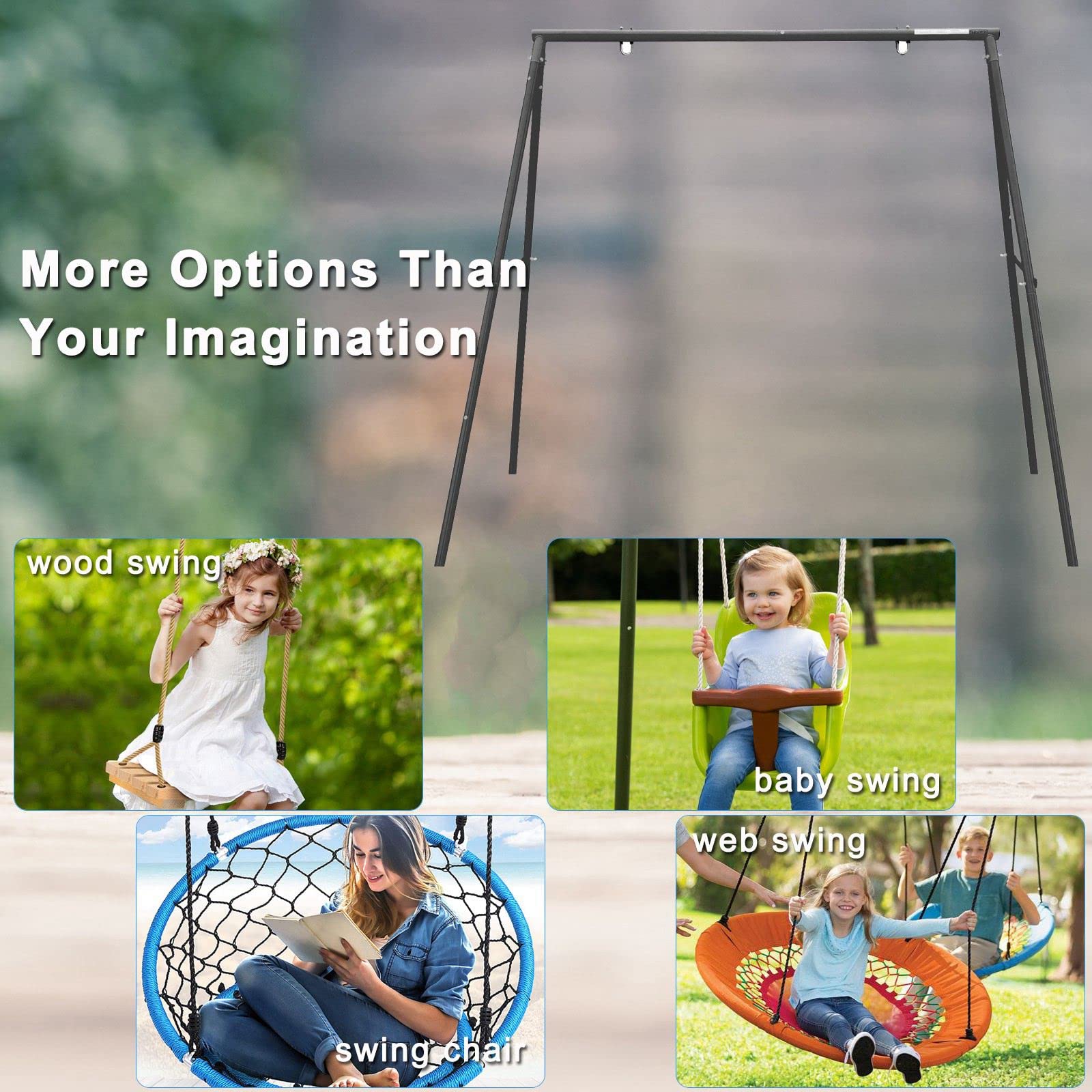 550lbs Swing Stand A Frame Heavy Duty, 71” Height Full Metal Swing Frame,Anti-Rust and All Weather Resistance,Suit Saucer Swing,Swing Chair for Kids in Backyard,Outdoor (Black Frame Without Swing)