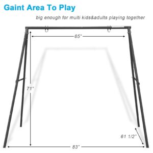 550lbs Swing Stand A Frame Heavy Duty, 71” Height Full Metal Swing Frame,Anti-Rust and All Weather Resistance,Suit Saucer Swing,Swing Chair for Kids in Backyard,Outdoor (Black Frame Without Swing)