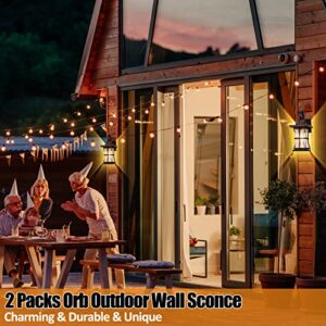 2-Pack Dusk to Dawn Outdoor Lighting - Oil Rubbed Bronze Exterior Porch Light Fixtures Wall Mount, 100% Anti-Rust Brown Outside Wall Sconce, Waterproof Dusk to Dawn Wall Lights for House Garage