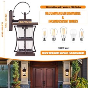 2-Pack Dusk to Dawn Outdoor Lighting - Oil Rubbed Bronze Exterior Porch Light Fixtures Wall Mount, 100% Anti-Rust Brown Outside Wall Sconce, Waterproof Dusk to Dawn Wall Lights for House Garage