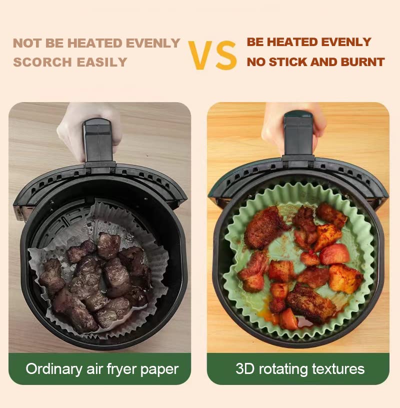 Air Fryer Silicone Liners - 2 Pcs Non-stick Non-burnt, Easy to Demold Reusable Air Fryer Silicone Liners Basket for 4-8 Quart Air Fryer Oven.