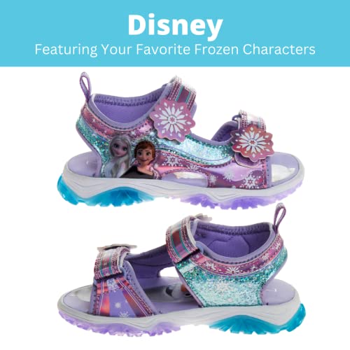 Disney Girls Frozen Summer Light Up Sandals - Outdoor Slip-on Quick Dry Waterproof, Purple (8 Medium, Toddler)