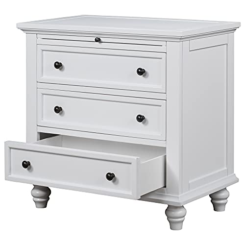 Voohek Nightstand, Bedside Night Stand Sofa Side End Tables with Drawers, for Home, Bedroom, Living Room, White#B