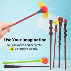 YoHold Magic Wizard Wand Making Kit DIY Craft Set with Wizard Glasses, Lightning Bolt Scar Temporary Tattoo for School Party Supplies,Magic Theme Birthday Party,Halloween Décor