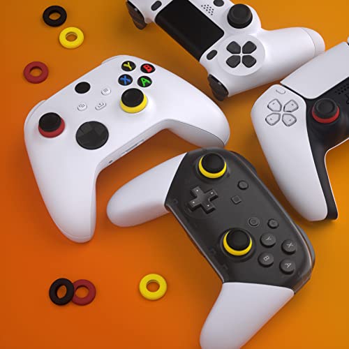 PlayVital 3 Pairs Silicone Aim Assist Target Motion Control Precision Rings for PS5, for PS4, for Xbox Series X/S, Xbox One, Xbox 360, for Switch Pro, for Steam Deck - Red & Black & Yellow