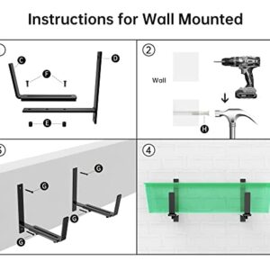 Y&M 6 PCS Adjustable Planter Box Brackets for Window Boxes Planters, Heavy Duty Wall Mounted Hooks Hangers for Flower Baskets Holder Durable, Hanging Brackets for Fence Patio Garden Balcony