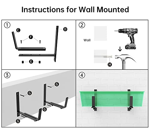 Y&M 6 PCS Adjustable Planter Box Brackets for Window Boxes Planters, Heavy Duty Wall Mounted Hooks Hangers for Flower Baskets Holder Durable, Hanging Brackets for Fence Patio Garden Balcony